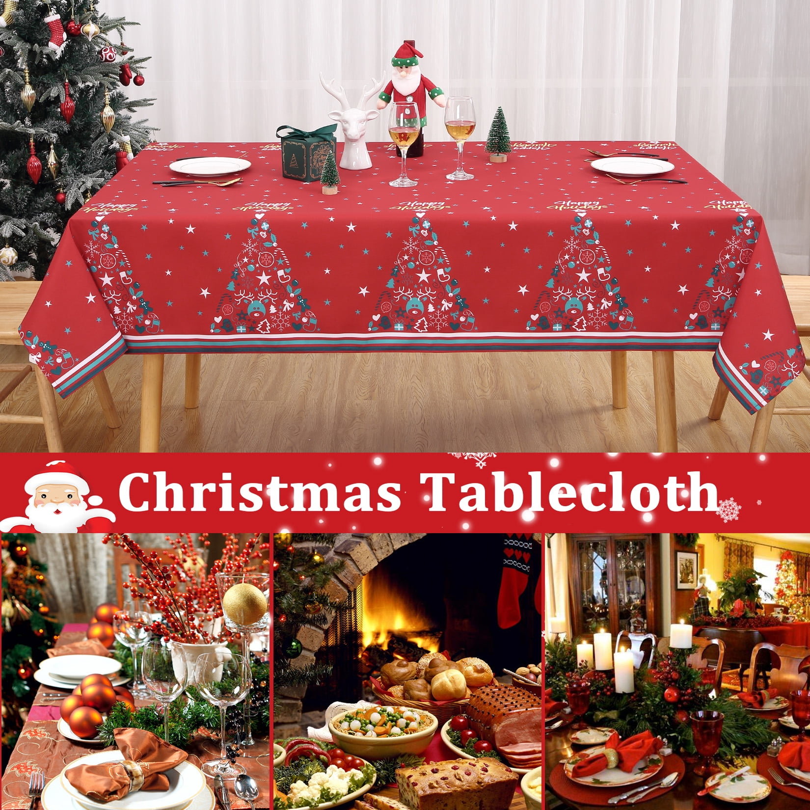 Christmas Decoration Rectangle Christmas Tablecloth Xmas Table Cloth ...