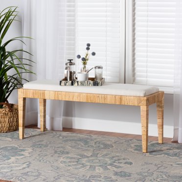 Free Shipping! bali & pari Orchard Rattan Boho Bench, Natural Brown ...