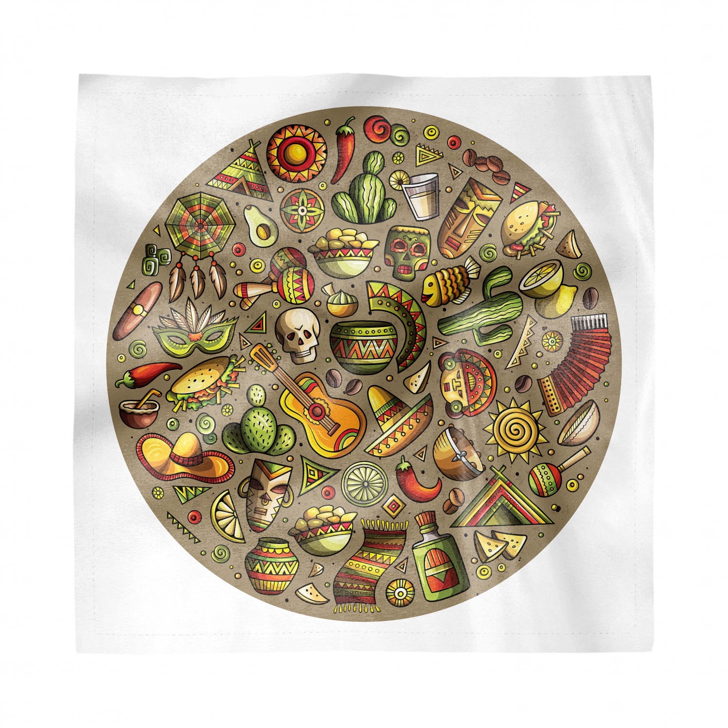 Hispanic Decorative Napkins Set of 4, Colorful Doodles of Latin ...