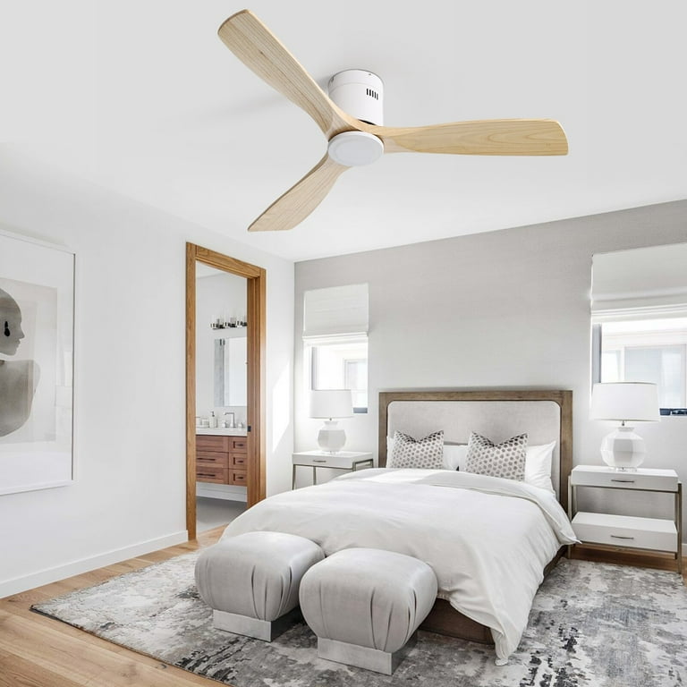 White Flush Mount Ceiling Fan With No Light | Shelly Lighting