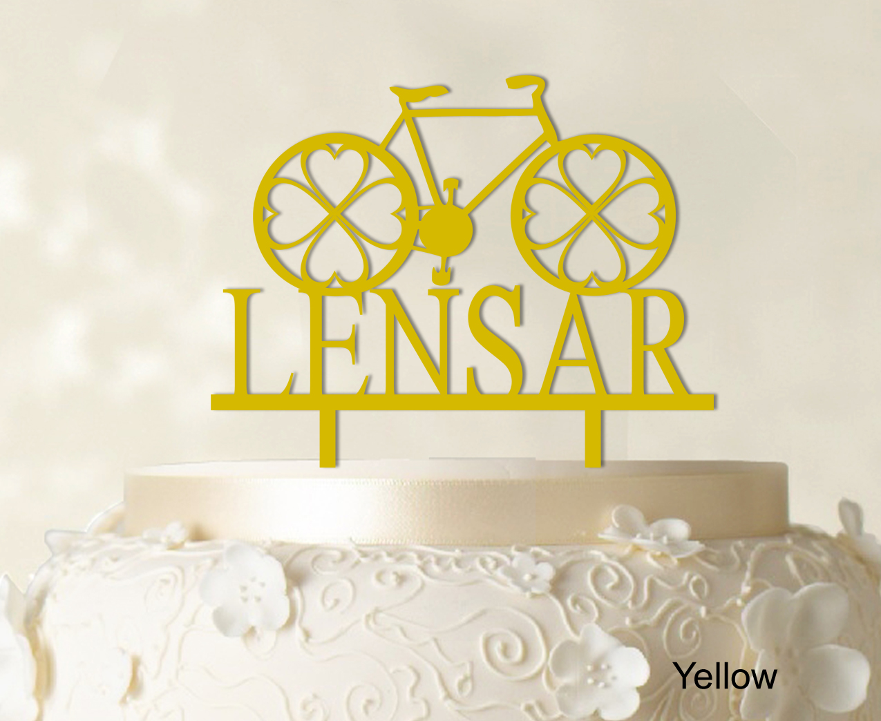 "Custom Monogram Name Cake Topper Personalized Yellow Cake Topper Color ...