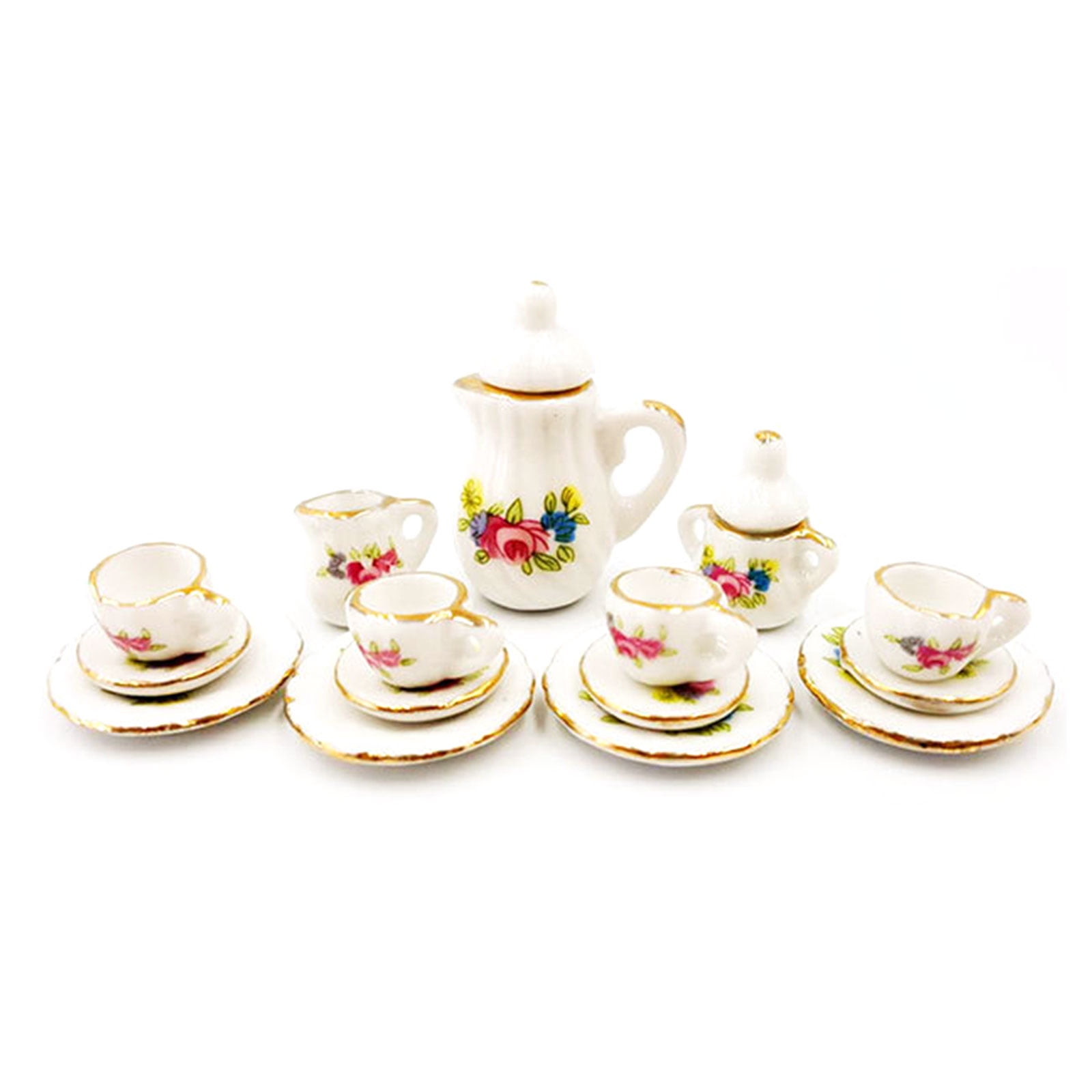 Realistic Tea Ware Tea Set Ceramics Cup Kids 1/12 Dollhouse Play House ...