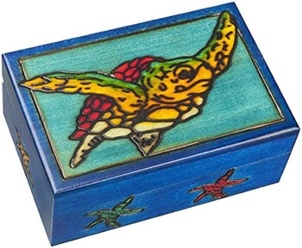 Sea Turtle Box Handmade Wood Keepsake Box Made in Poland - Walmart.com