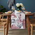 Blue Red City Cotton Linen Table Runner Modern Red Blue Architecture ...
