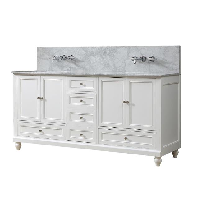 J & J International 72D9-WWC-WM 72 in. Classic Premium Vanity in White ...