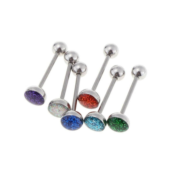 serony 6 Pieces Stainless Steel Navel Ring Lip Tongue Belly Bar 14 ...