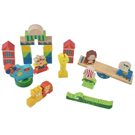 Stacking Blocks, Wooden Building Blocks Lovely Cartoon Patterns 42 Pcs ...