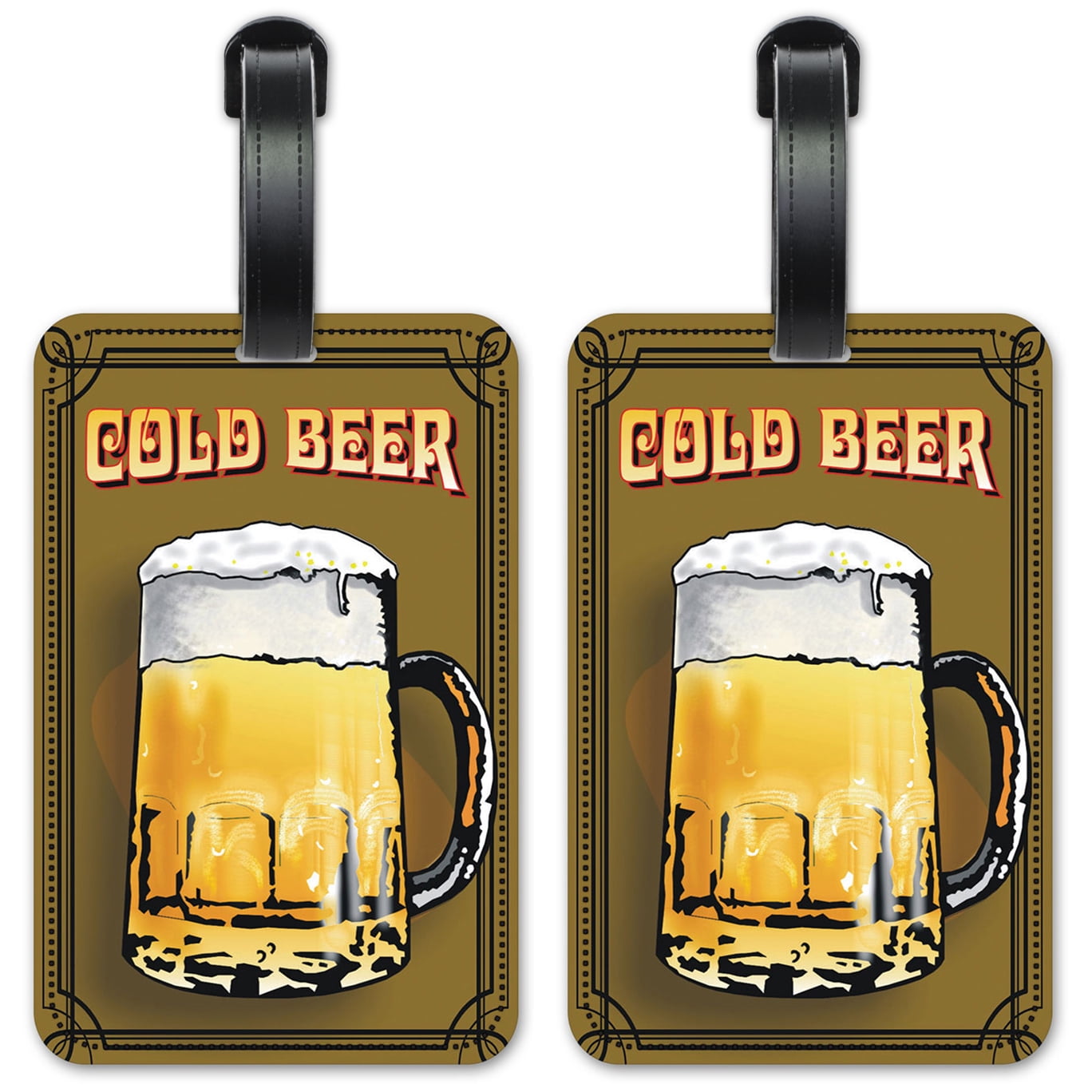 Cold Beer - Luggage ID Tags / Suitcase Identification Cards - Set of 2 ...