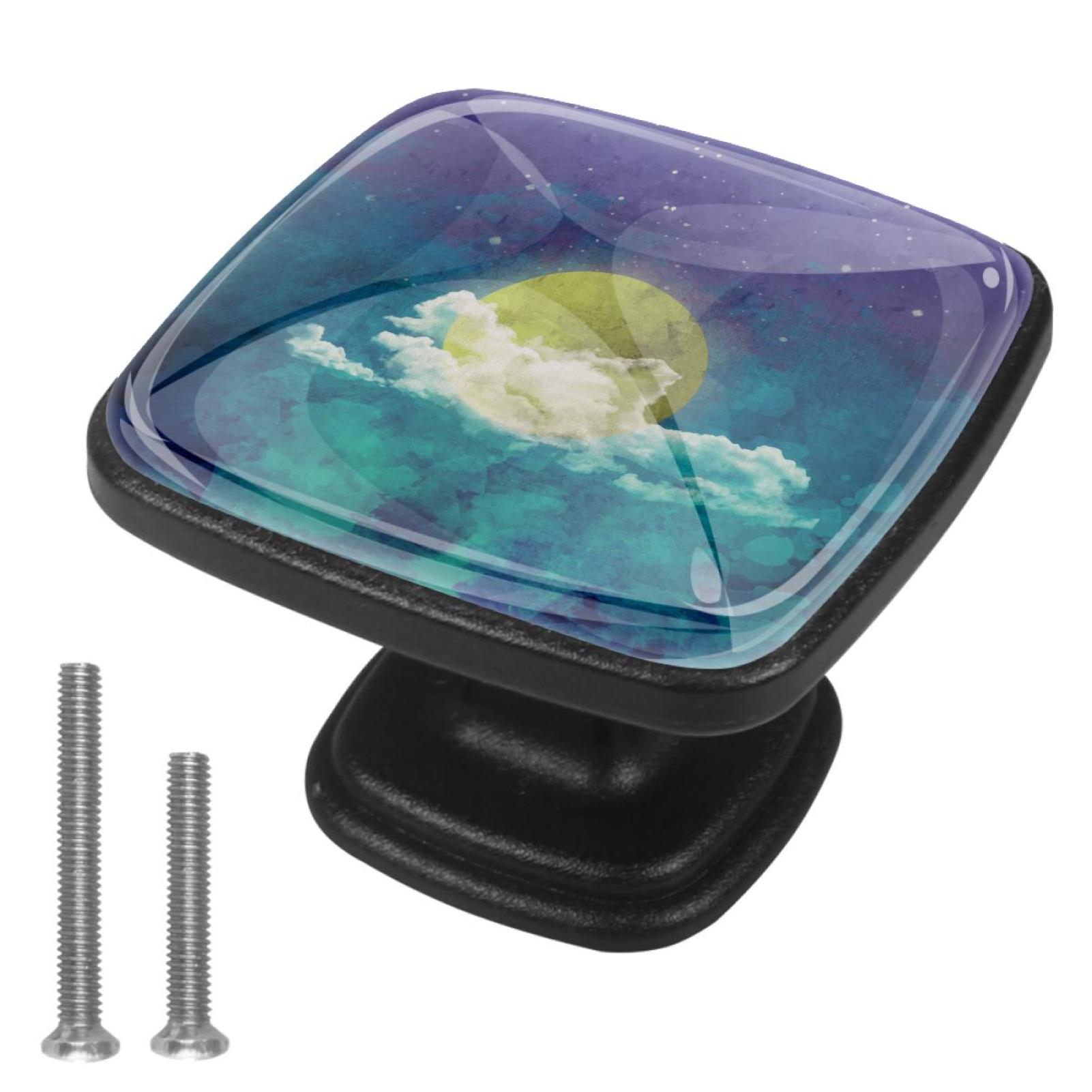 4 Pcs Cabinet Handle Drawer Pulls Moon Cloud Space Knobs with Screws ...