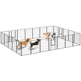 PawHut 39" H Dog Playpen for Indoor and Outdoor, 24 Panels Puppy Play ...