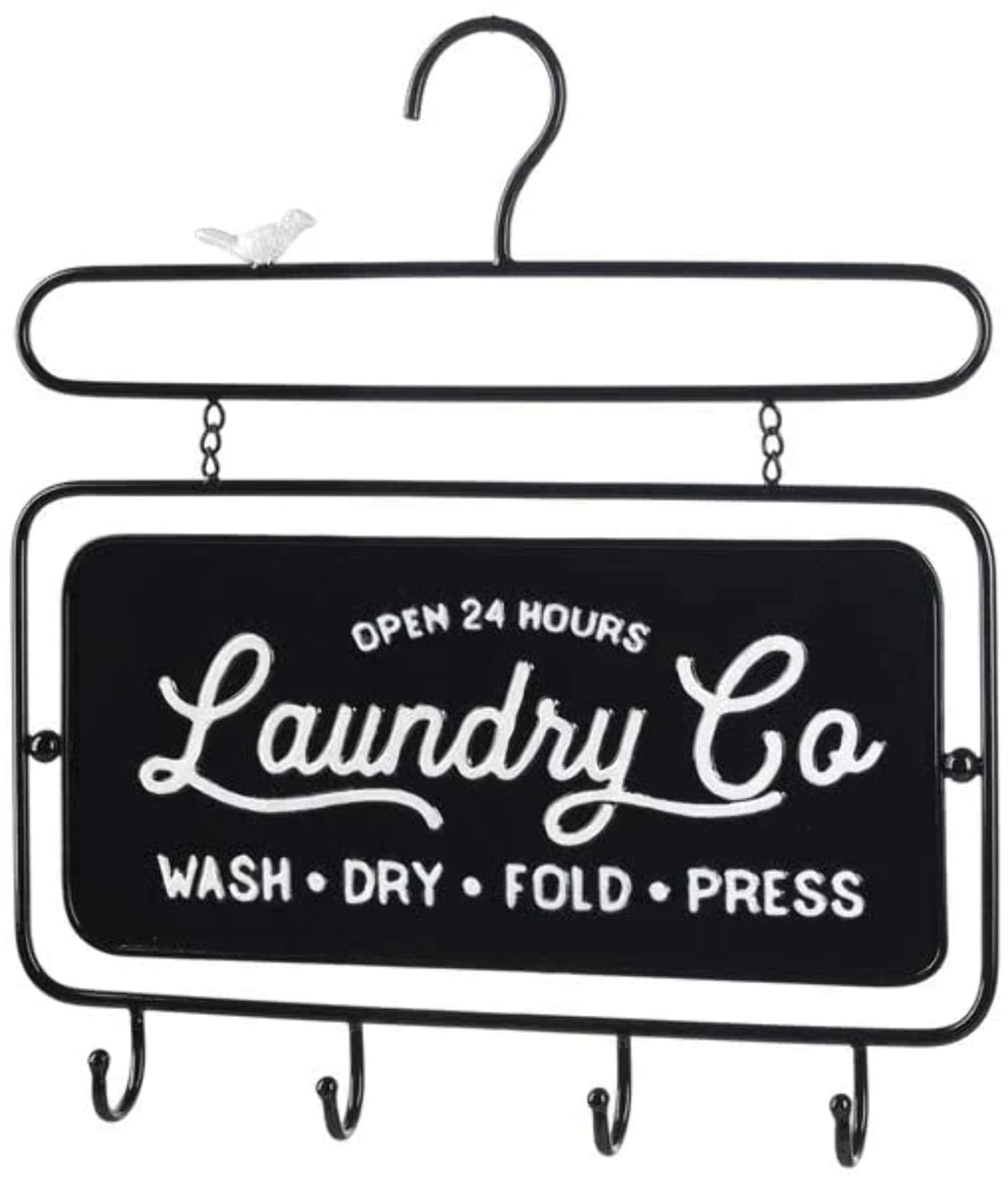 Ganz - Black and White Farmhouse- Enamel Laundry Multi Hook Wall Décor ...