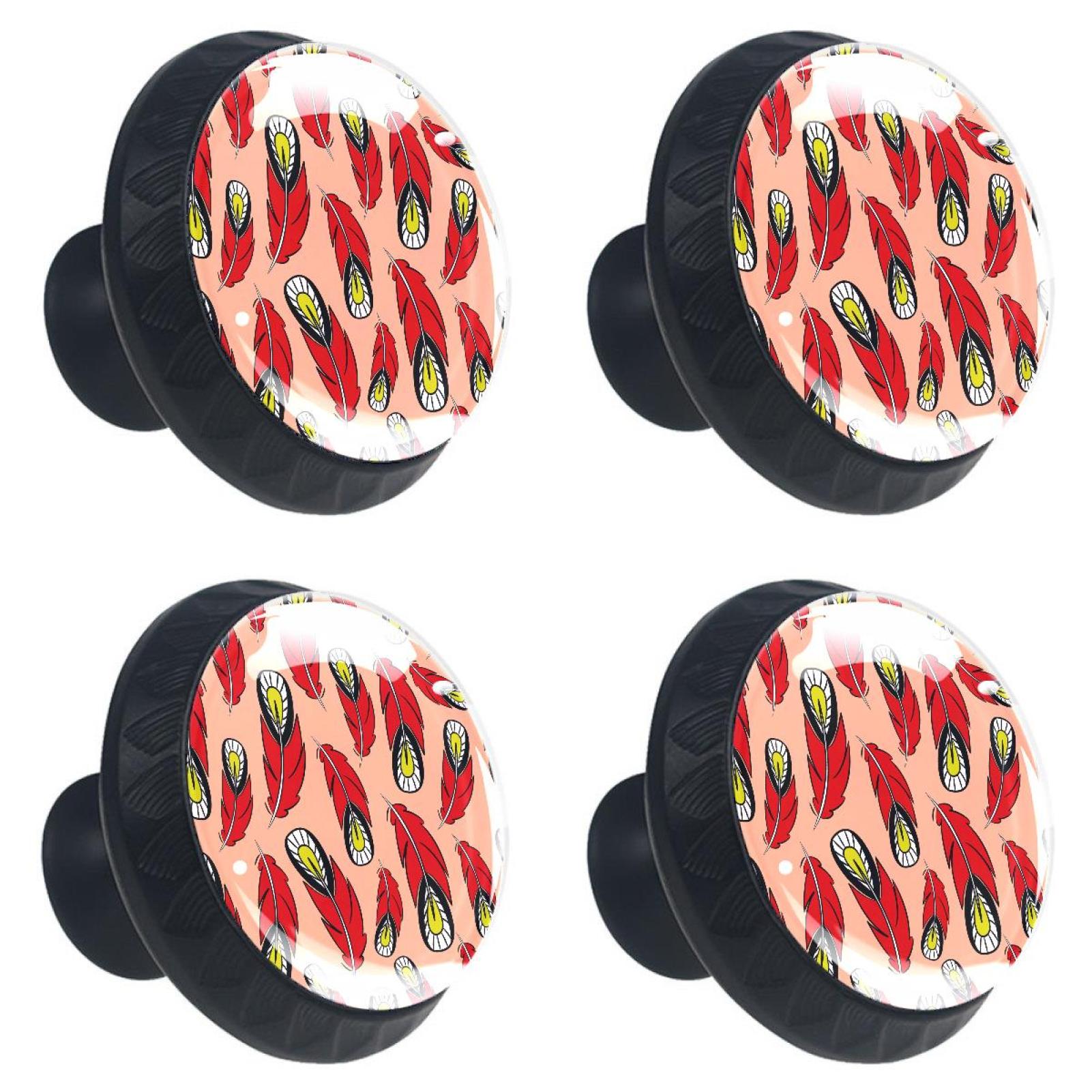 4 Pcs Bohemia Red Knobs for Kitchen Cabinet Cupboard Dresser Bookcase Drawer Pulls Handles Round ...