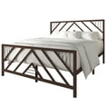 Castle Place Modern Geometric Slat Full Size Metal Platform Bed, Brown ...