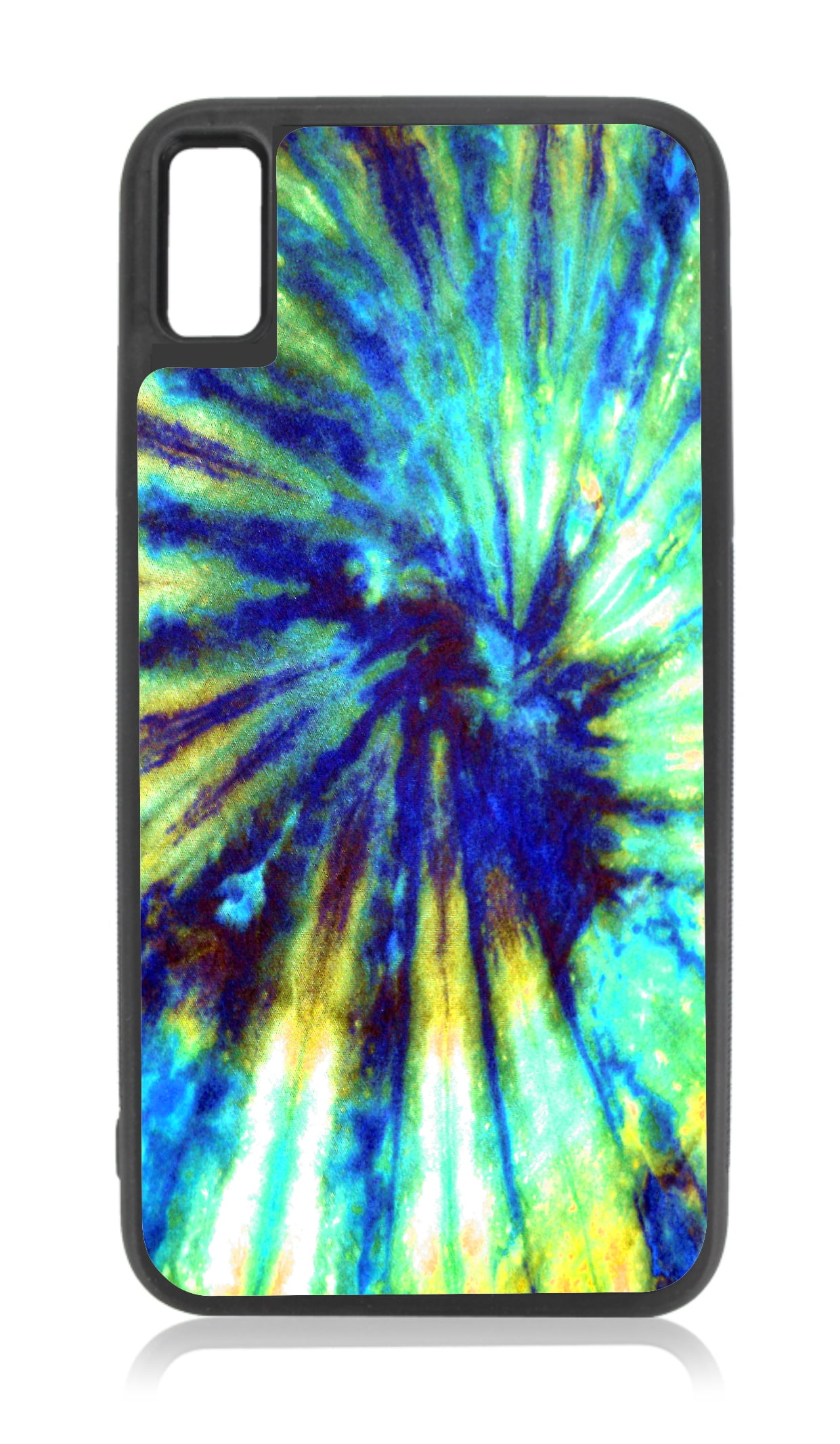 Blue - Yellow - Green Tie Dye Print Black Rubber Case for iPhone XR ...