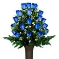 "Sympathy Silks 24"" Dark Blue Roses - Artificial Floral Cemetery Grave ...