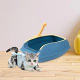 perfeclan Cat Bedpan Portable with High Side Cat Litter Container Semi ...