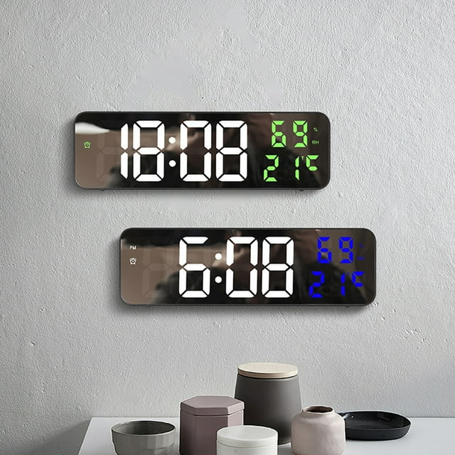 Led Digital Wall Clock Large Screen Wall-mounted Time Temperature ...