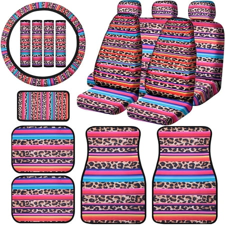 17 Pieces Colorful Leopard Car Accessories Set, Leopard Print Seat ...