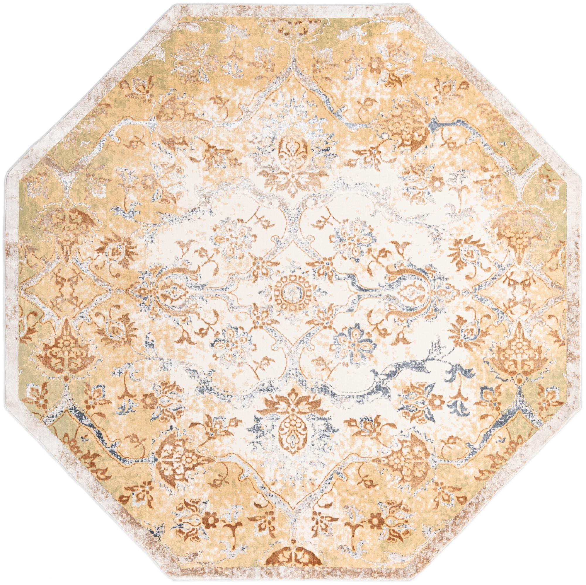 Rugs.com Highbury Collection Rug – 8 Ft Octagon Yellow Medium-Pile Rug ...