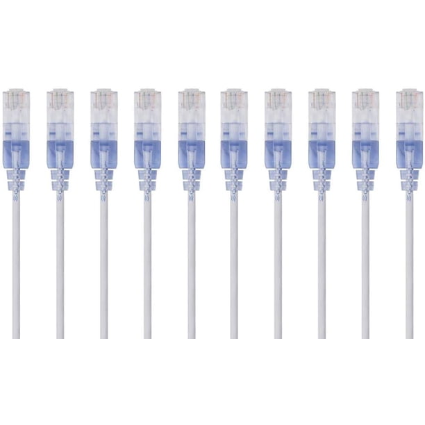 Monoprice 10-Pack SlimRun Cat6A Ethernet Network Patch Cable 10G 2ft ...