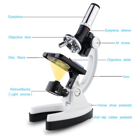 Microscope Set with Accessories Kit 100X-1200X Children Kids Students ...
