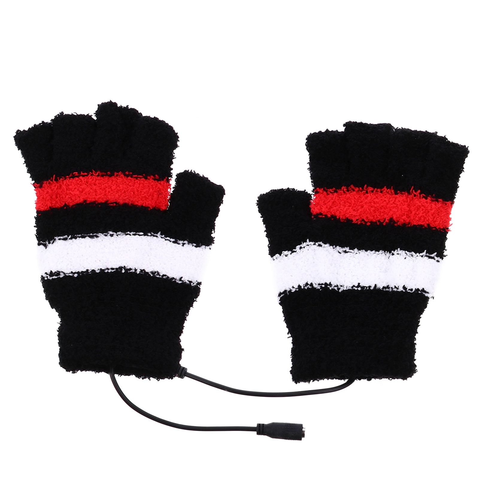 EeaseCA 1 Pair USB Heated Gloves Woolen Winter Thermal Heated Half ...