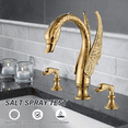 Zovajonia Gold Swan Bathroom Sink Faucet 3 hole 8"Widespread Waterfall ...