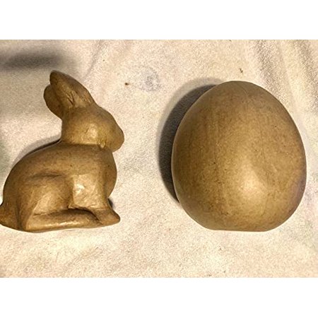 Paper Mache Set - Easter Bunny & Egg (Unfinished) Easter DIY Decorative ...
