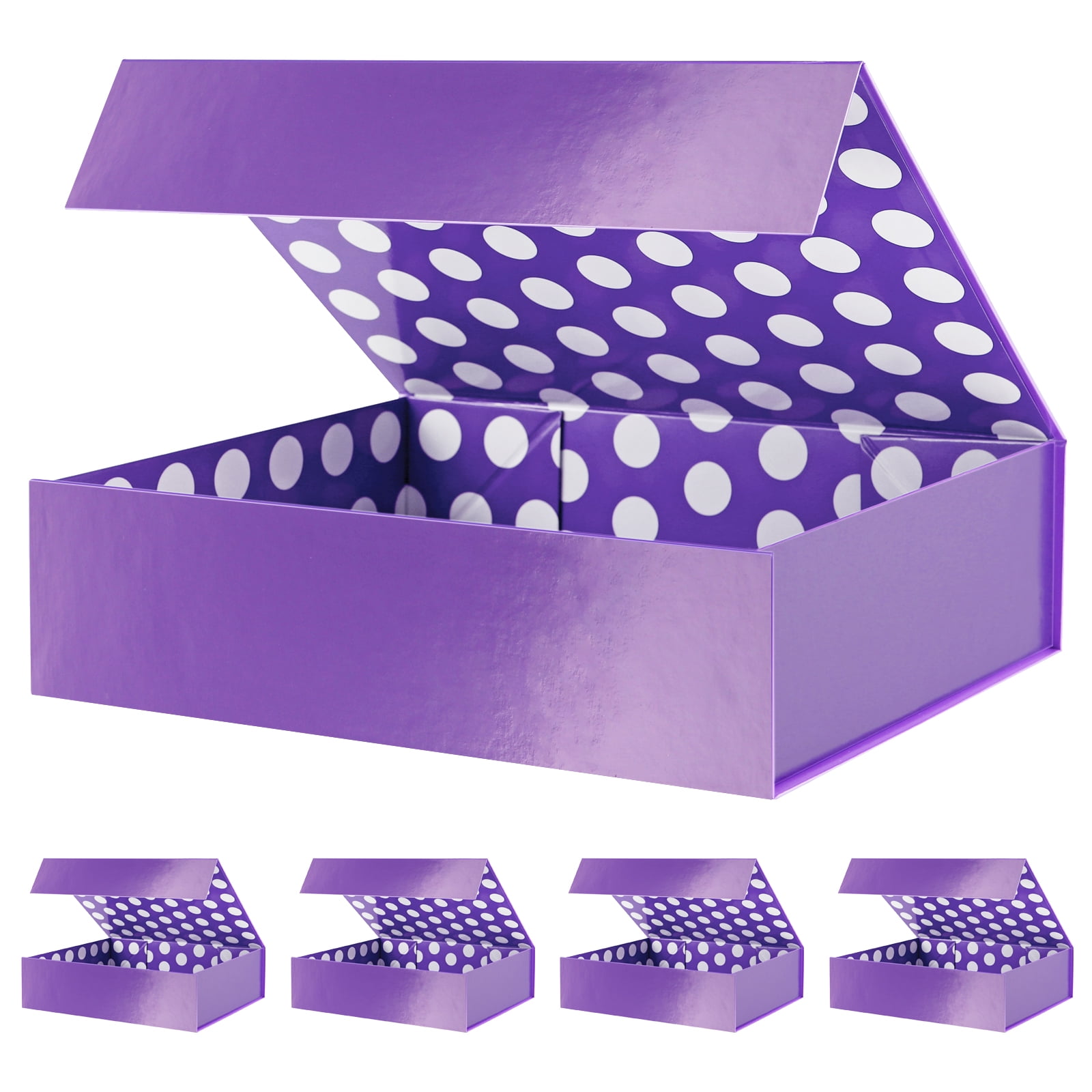 PKGSMART 5 Large Gift Boxes, Purple Magnetic Boxes with Lids for ...