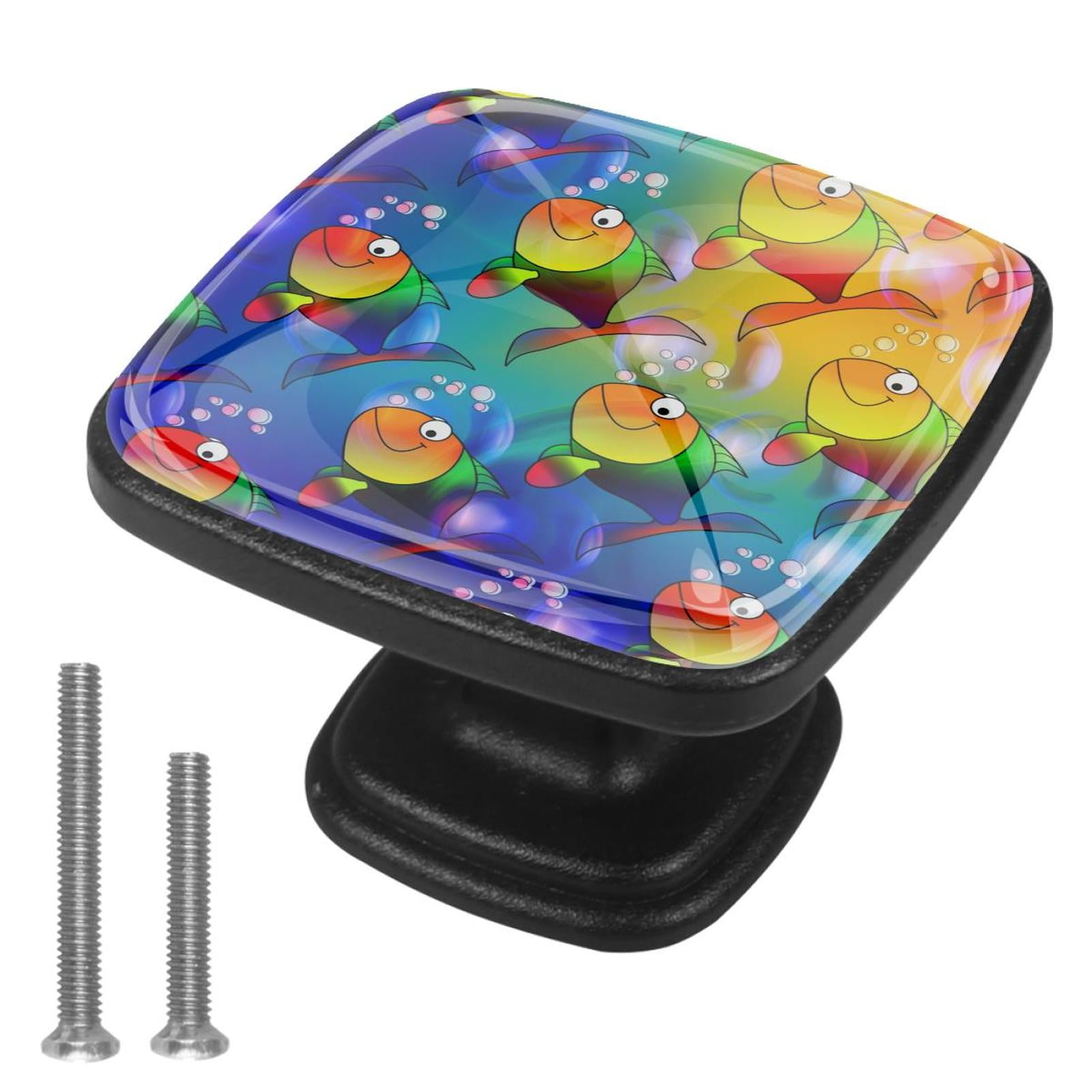 4 Pcs Cabinet Handle Drawer Pulls Colorful Fish Knobs with Screws ...