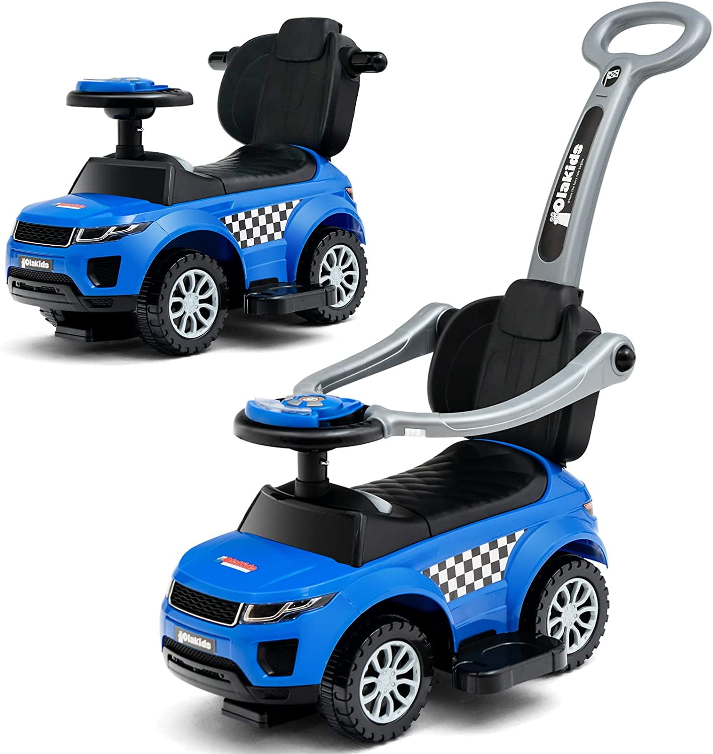 OLAKIDS 4 in 1 Ride on Push Car, Toddlers Stroller Sliding Walking Toy with Horn, Music, Lights ...