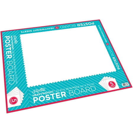 UCreate Poster Board, White, 22" x 28", 5 Sheets, Heavyweight - Walmart.com