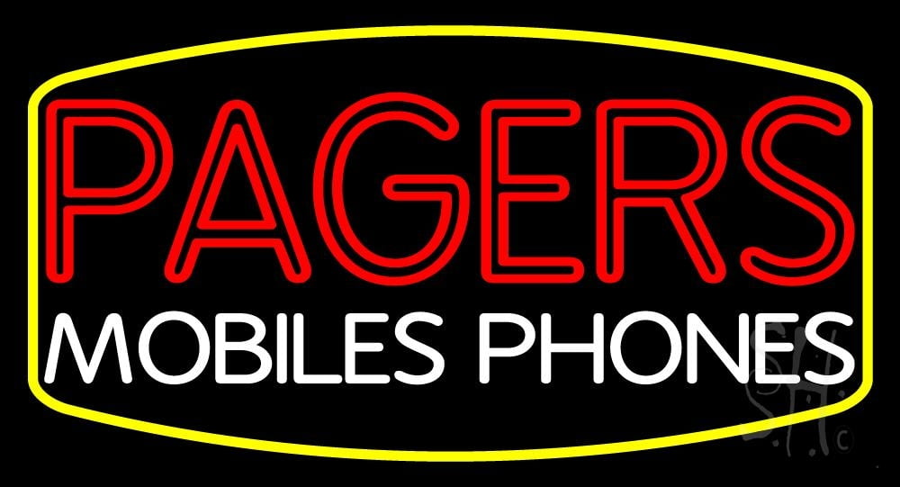 Red Pagers Mobile Phones Block LED Neon Sign 20 x 37 - inches, Clear ...