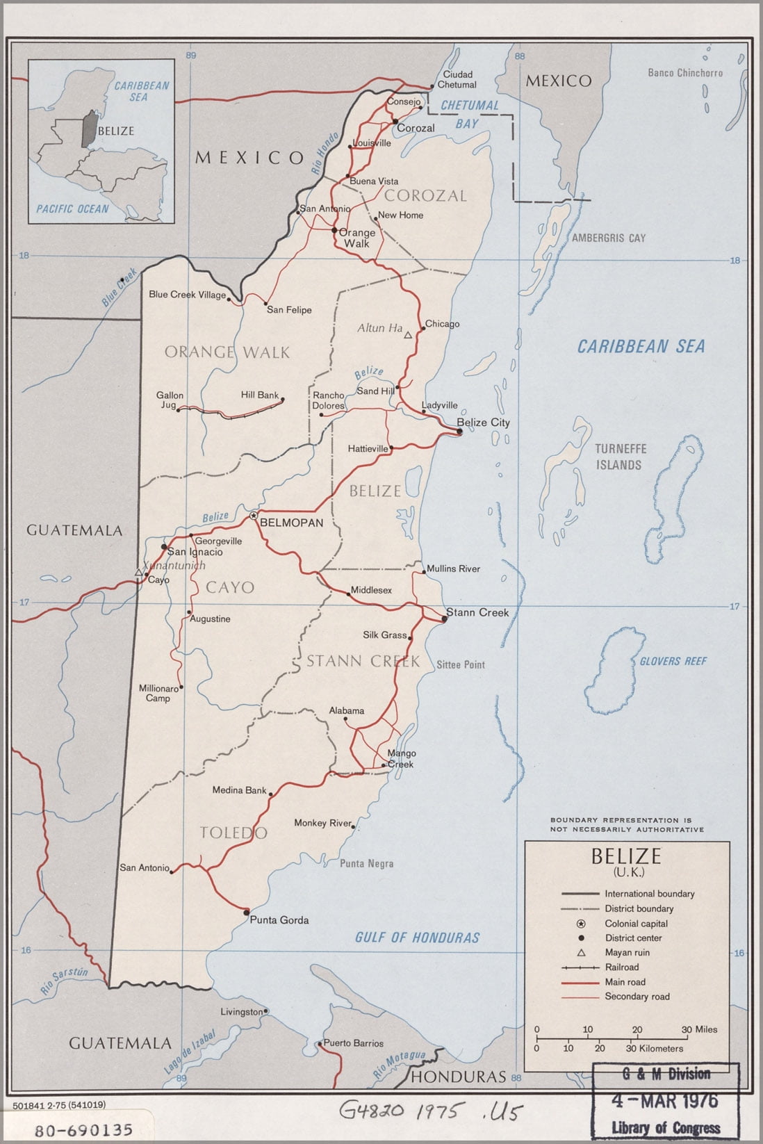 24"x36" Gallery Poster, cia map of belize 1975 - Walmart.com
