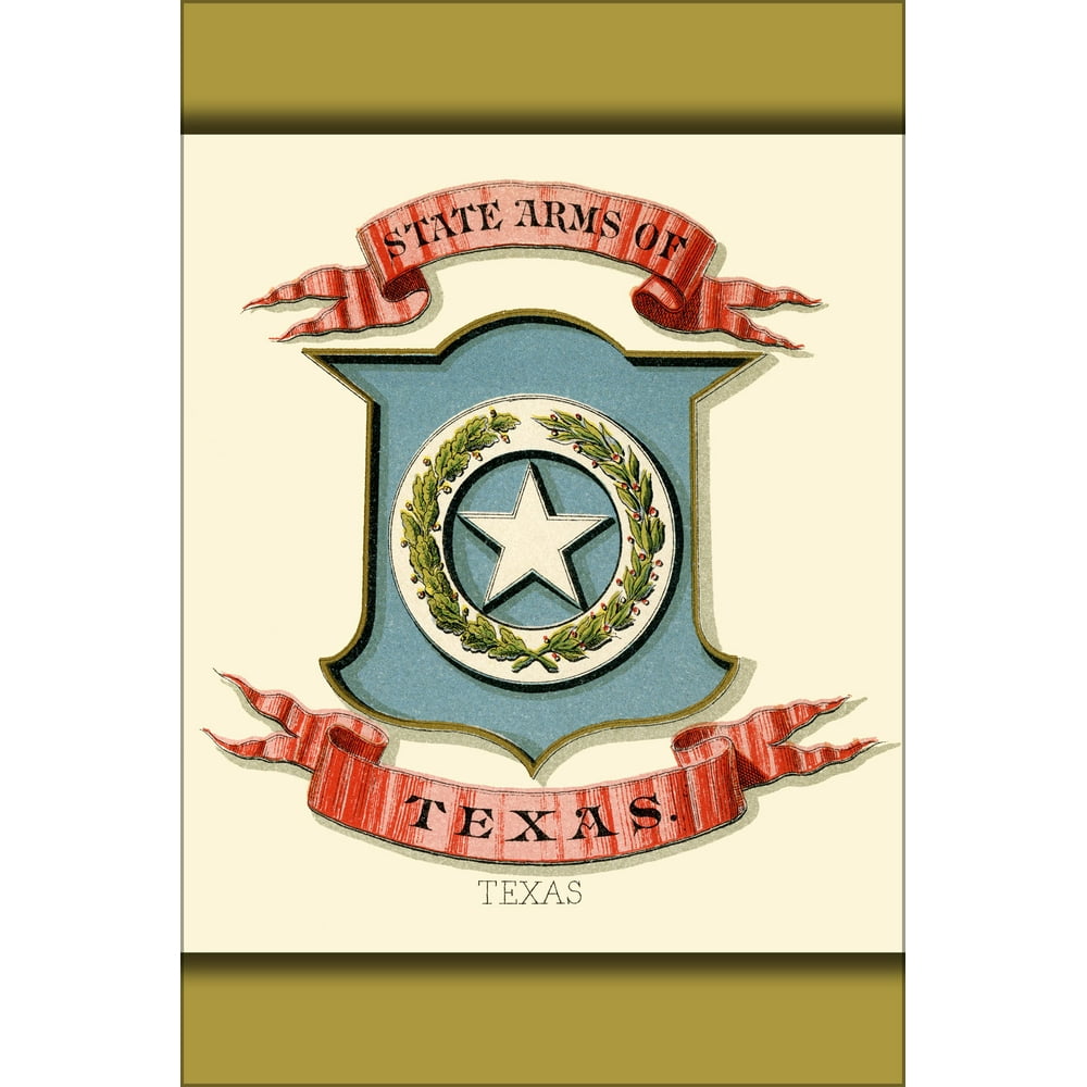 24"x36" Gallery Poster, Texas state coat of arms (illustrated, 1876 ...