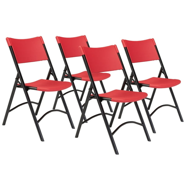 (Pack of 4) NPS 600 Series Premium Resin-Plastic Folding Chair, Red ...