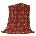 Abstract Flower Fleece Throw Blanket Vintage Geometric Red Diamond ...