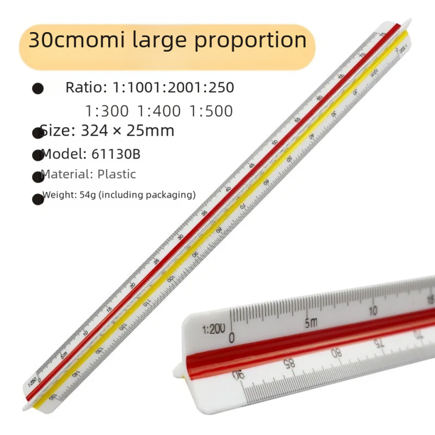 Regla triangular de aluminio y metal, regla de escala grande para ...