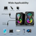 NJSJ Computer Speakers, USB Powered RGB LED 2.0 Stereo Speakers ...