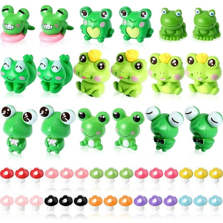 48 Pieces Cute Miniature Frog Figurines Mini Frogs Mushrooms Animals ...
