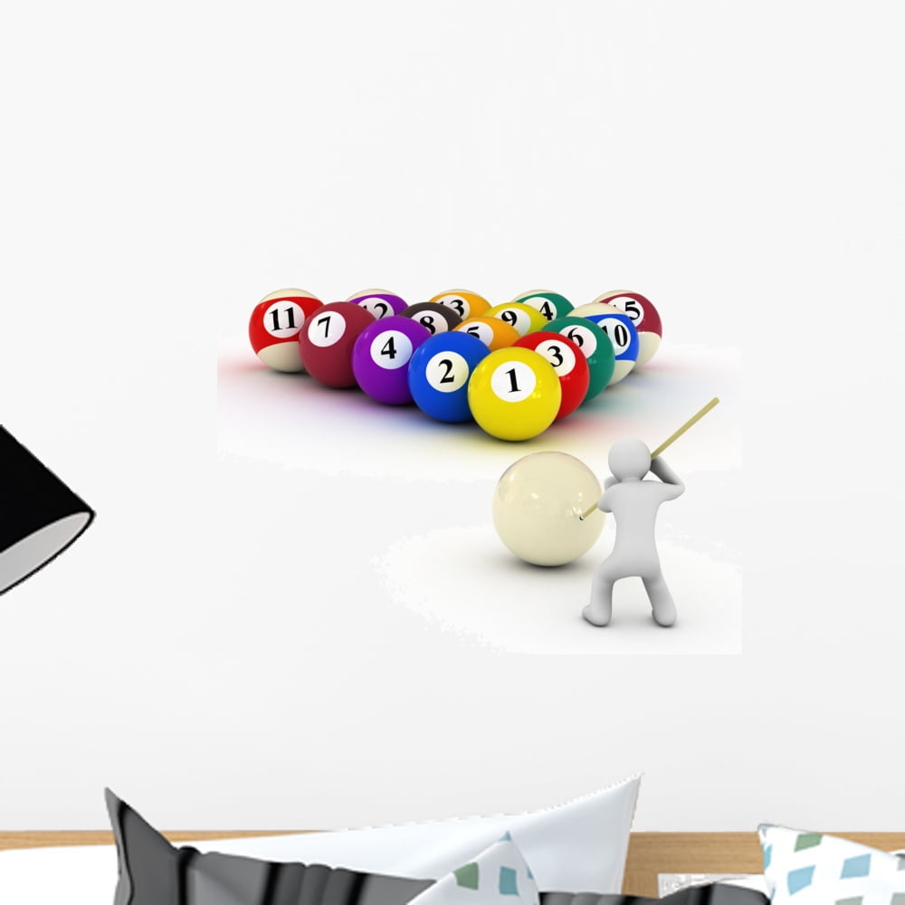 Billiard Balls and People Wall Decal Sticker, Wallmonkeys Peel & Stick ...