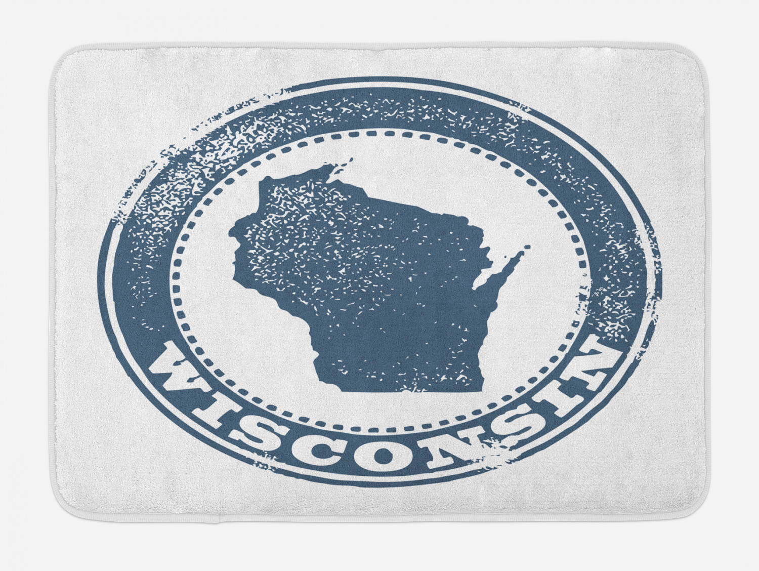 Wisconsin Bath Mat, Retro Grunge Stamp Design Political Map Silhouette ...