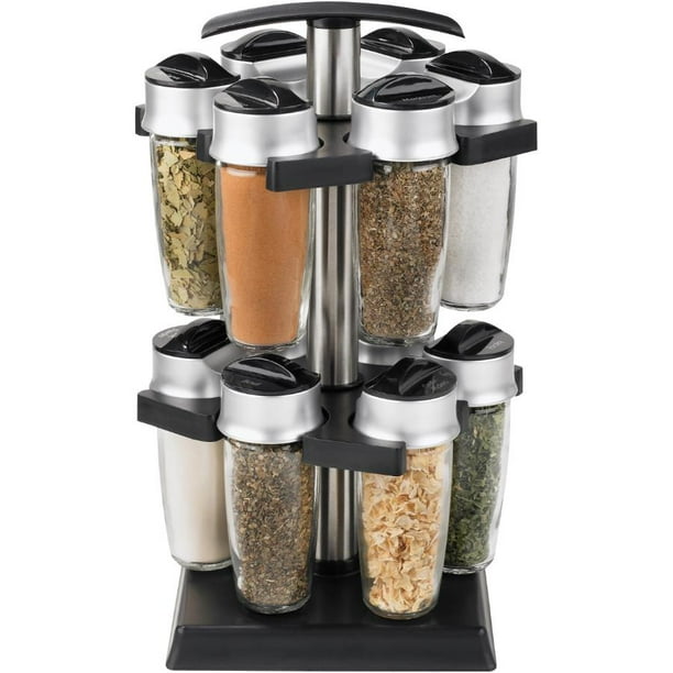 Glass Revolving Spice Rack with 12 Jars - 12" - Walmart.ca