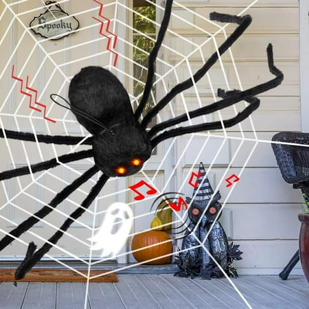 Giant Halloween Spider Motion Voice Activated, 4 Feet Large Light Up ...