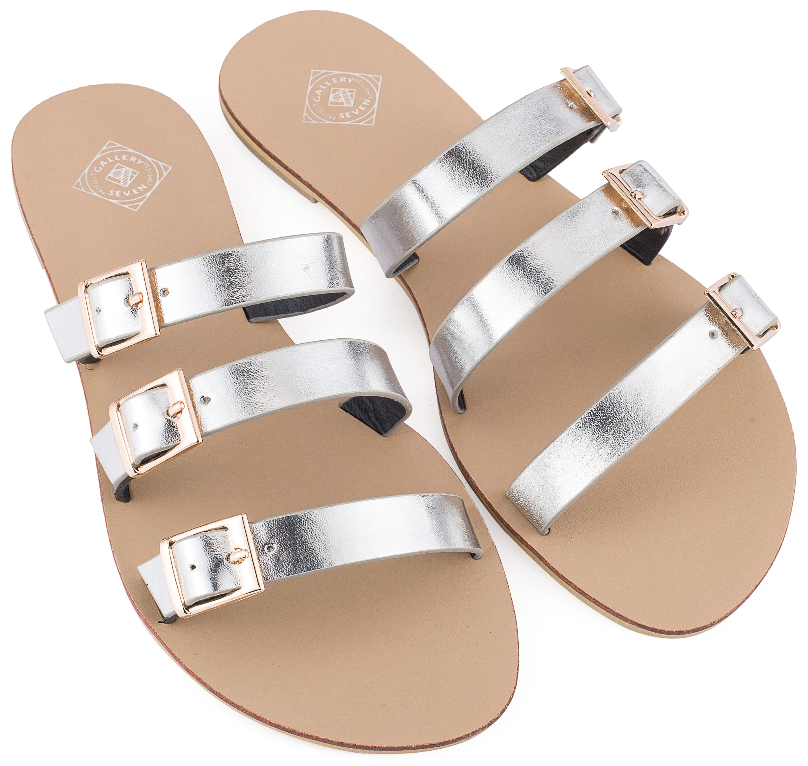 Gallery Seven - Gallery Seven Tri-Strap Slide Sandals for Women ...