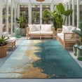 Area Rug 3x5ft, Abstract Teal Light Blue Color Block Washable Rugs for ...