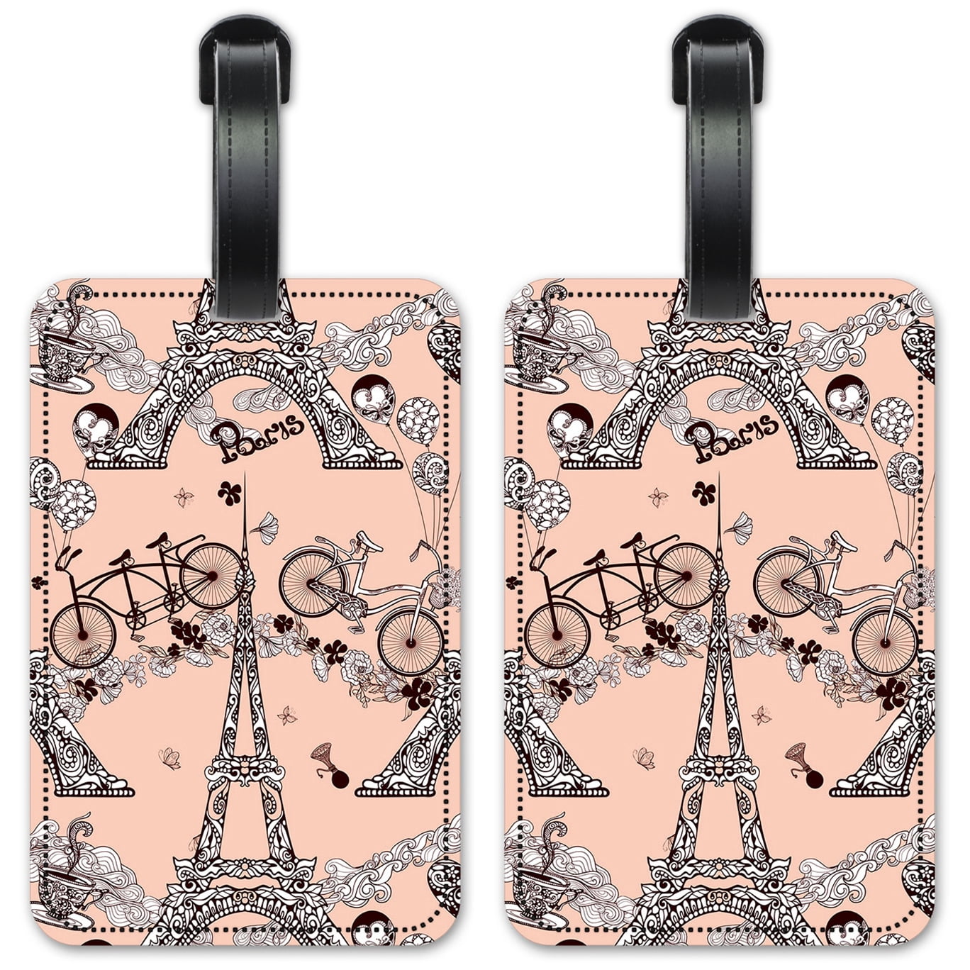 Eiffel Tower with Bicycles - Luggage ID Tags / Suitcase Identification ...