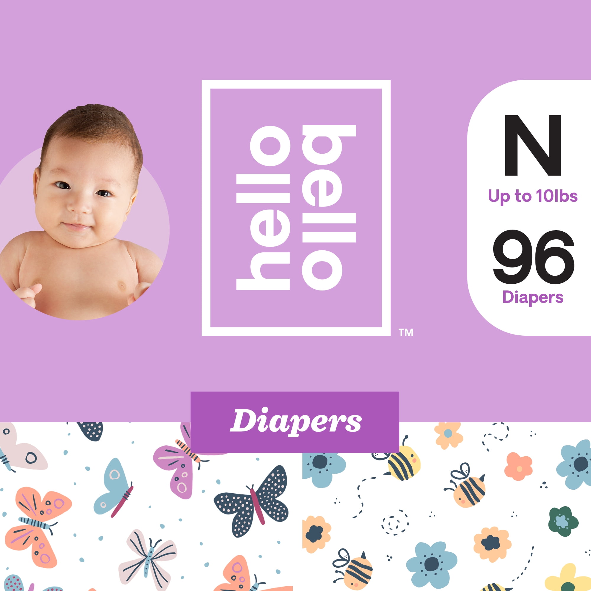 Hello Bello Club Box Diapers -Bee's Knees & Winging It - Size N (96ct ...