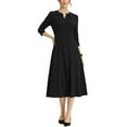Allegra K Women's Work Office Elegant 3/4 Sleeve V Neck A-Line Dress ...