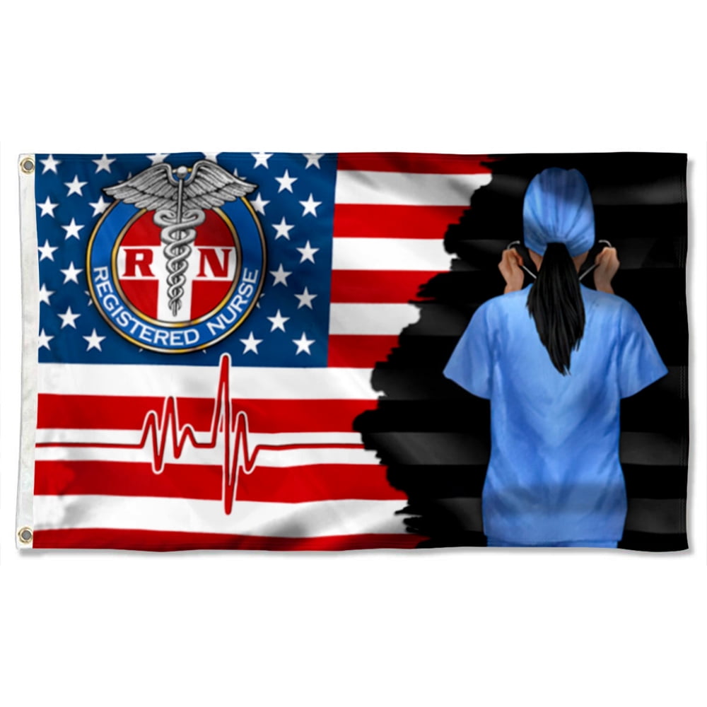 Cayyon Registered Nurse American Flag 3x5Feet Banner with 2 Brass ...
